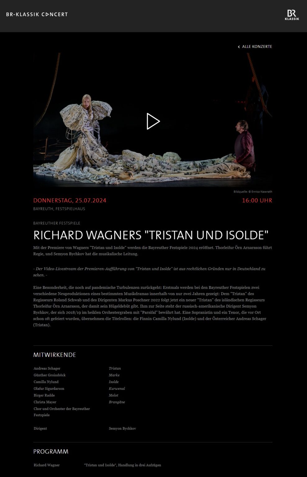 「トリスタンとイゾルデ」2024年新演出 | バイロイト音楽祭 2024年公式音源とNHK FM放送予定